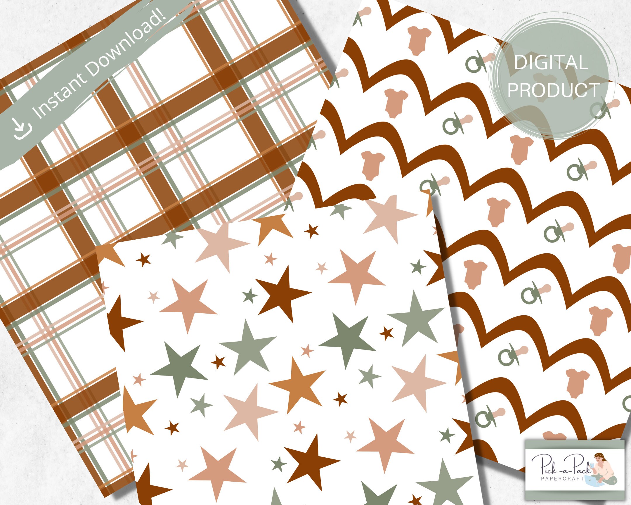 Boho Baby Digital Paper Pack | Seamless Patterned Printable Scrapbook ...