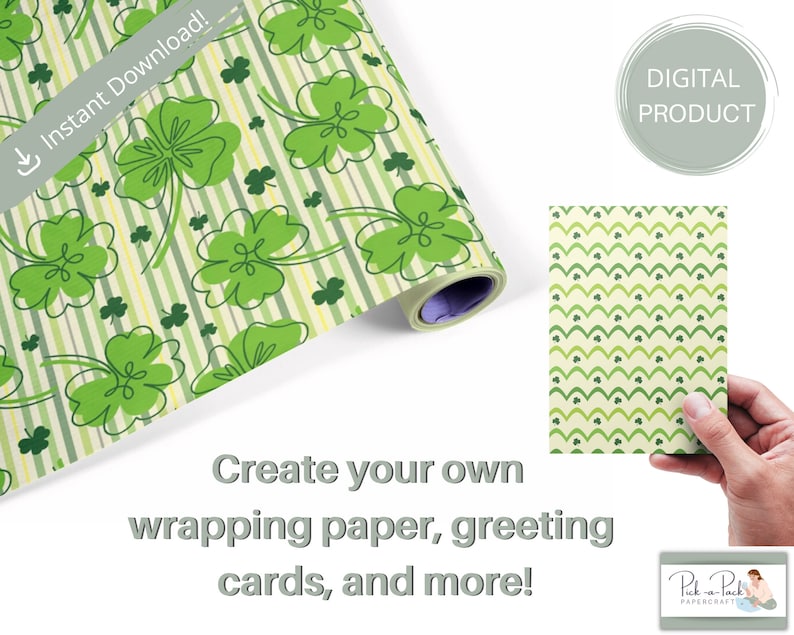Saint Patrick's Day Digital Paper Pack | Green Clover Seamless ...