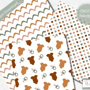 Boho Baby Digital Paper Pack | Seamless Patterned Printable Scrapbook ...