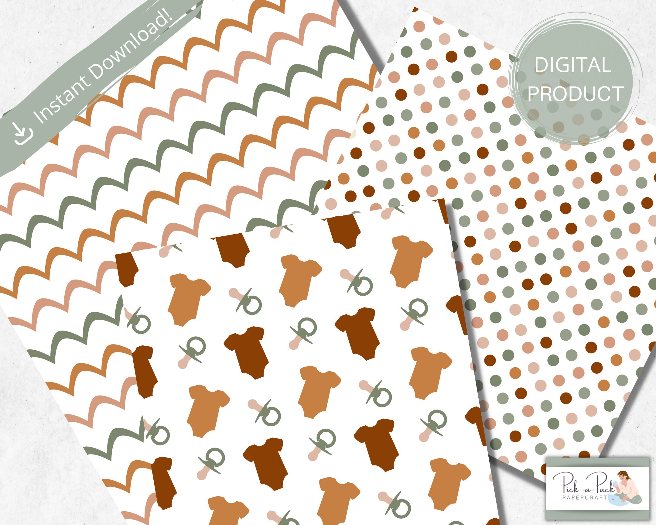 Boho Baby Digital Paper Pack Seamless Patterned Printable Scrapbook ...