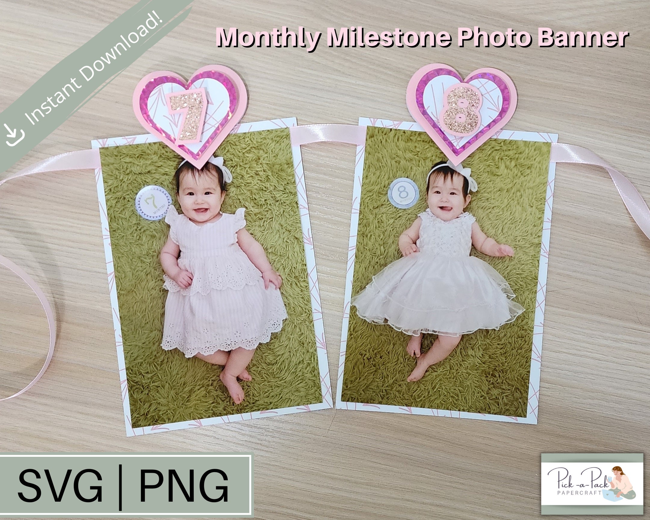 Monthly Milestone Banner SVG | 1st Birthday Photo Banner for Baby | PNG ...