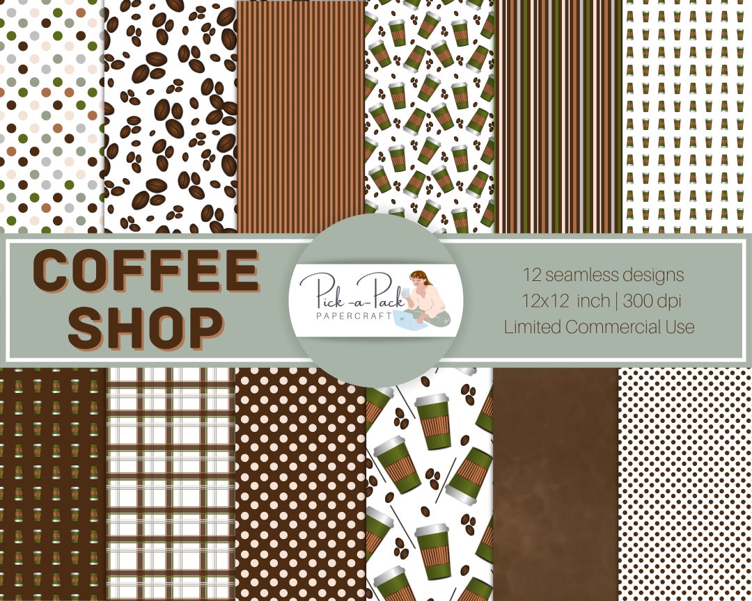 Coffee Cup Digital Paper Pack | Coffee Shop Inspired Seamless Patterned ...