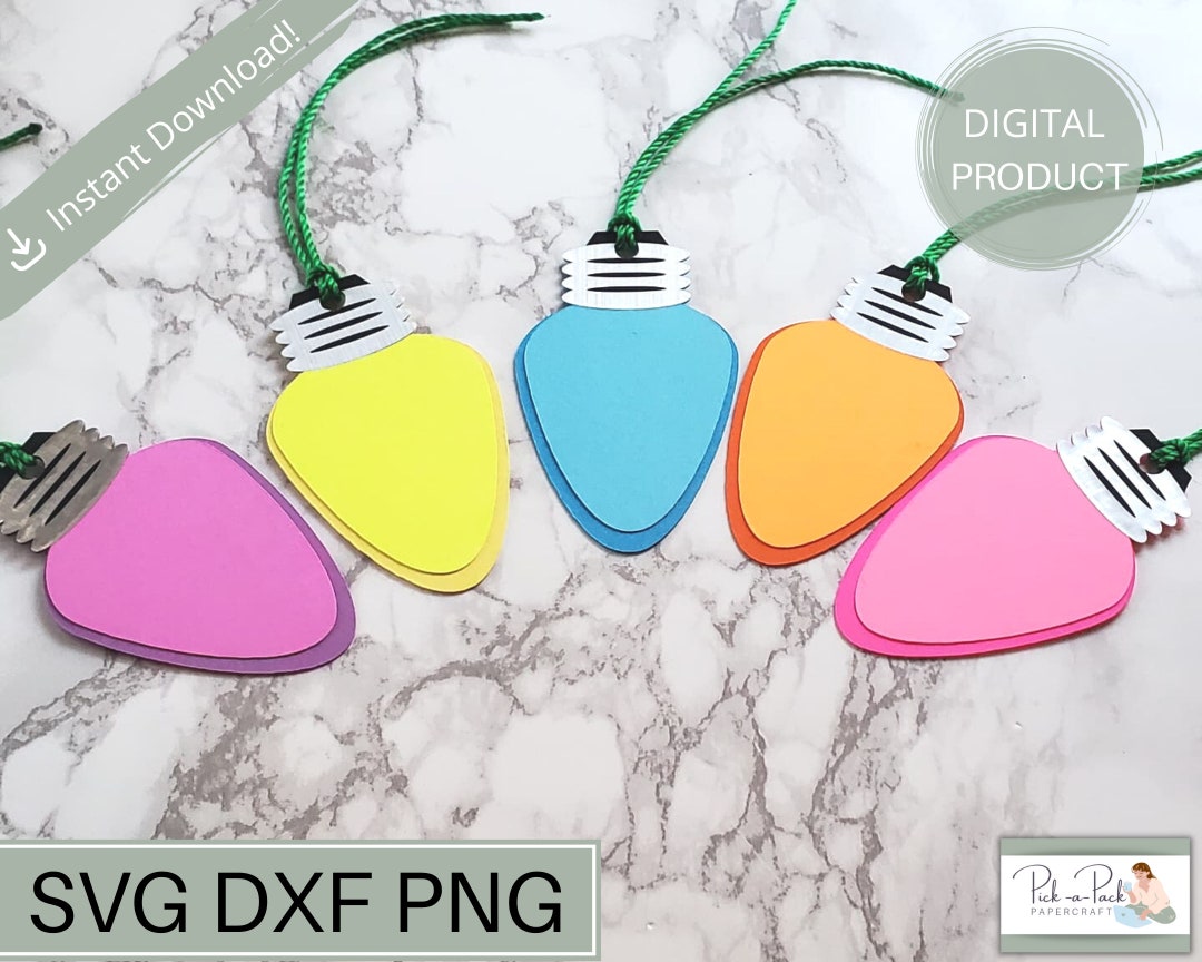 Christmas Lights Gift Tag SVG | Light Bulb Garland | Holiday Gift ...