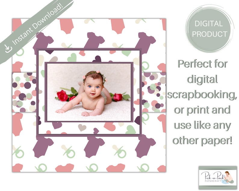 Baby Girl Digital Paper Pack Seamless Patterned Printable - Etsy