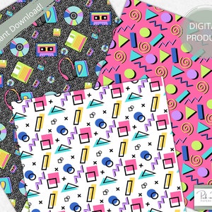 90s Vibe Paper Pack | Nostalgic Patterned Printable Scrapbook Papers ...