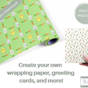 Easter Bunnies & Carrots Digital Paper Pack | Bright Seamless Spring ...