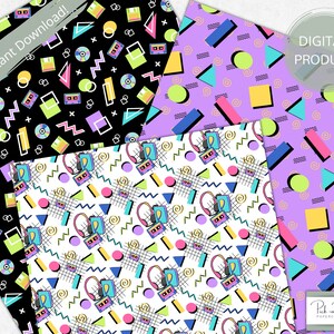 90s Vibe Paper Pack | Nostalgic Patterned Printable Scrapbook Papers ...