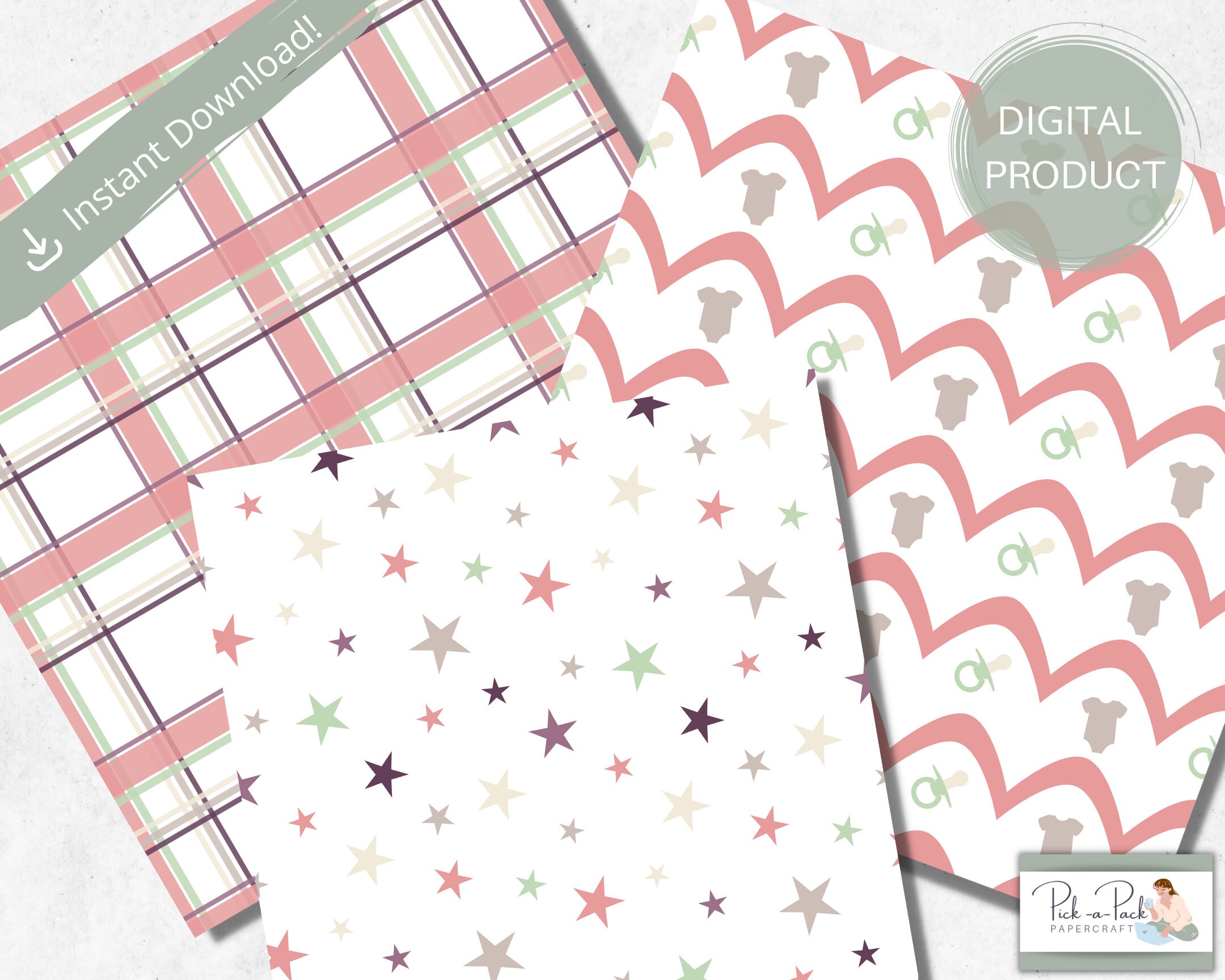 Baby Girl Digital Paper Pack Seamless Patterned Printable - Etsy