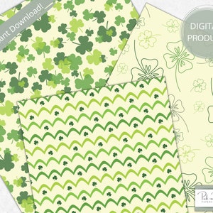 Saint Patrick's Day Digital Paper Pack | Green Clover Seamless ...