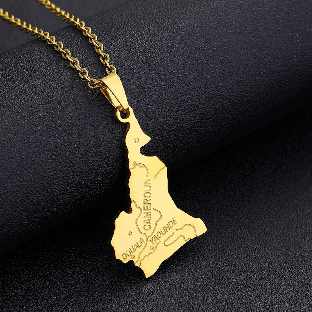 Cameroon Map Necklace Map of Cameroon 18K Gold Plated - Etsy