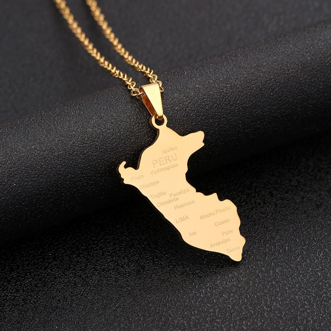 Peru Map Necklace Peruvian Gift Souvenir Lima Charm Pendant - Etsy