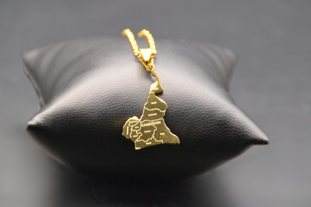 Cameroon Map Necklace, Map of Cameroon, Stainless Steel Necklace ...
