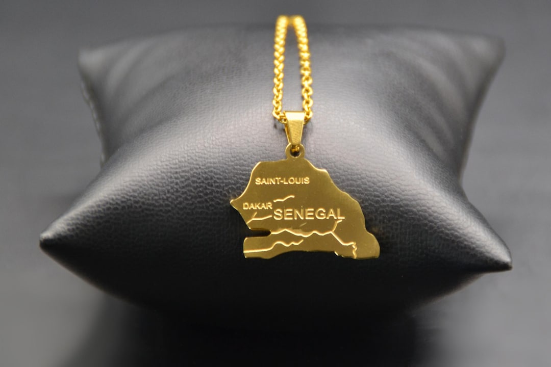 Senegal Map Pendant 18K Gold Plated Stainless Steel Chain African ...