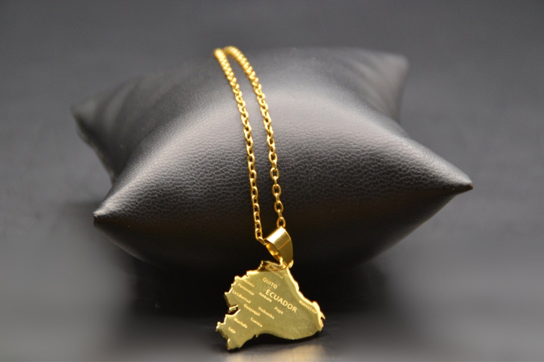 Ecuador Map Necklace, Map of Ecuador, 18K Gold Plated Necklace, Charmed ...