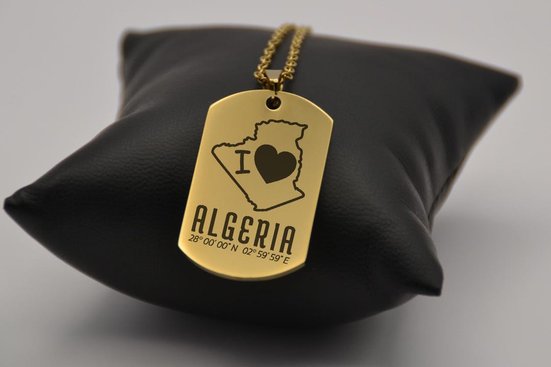 Algeria Map Pendant African Algeria Map Necklace Engraved Modern ...
