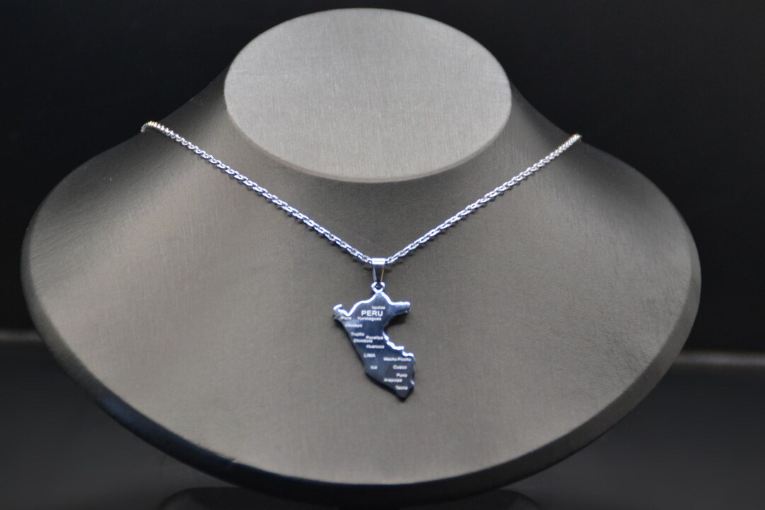 Peru Map Necklace, Peruvian Gift Souvenir, Lima Charm Pendant, Gold ...