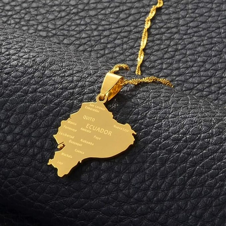 Ecuador Map Necklace Map of Ecuador 18K Gold Plated - Etsy