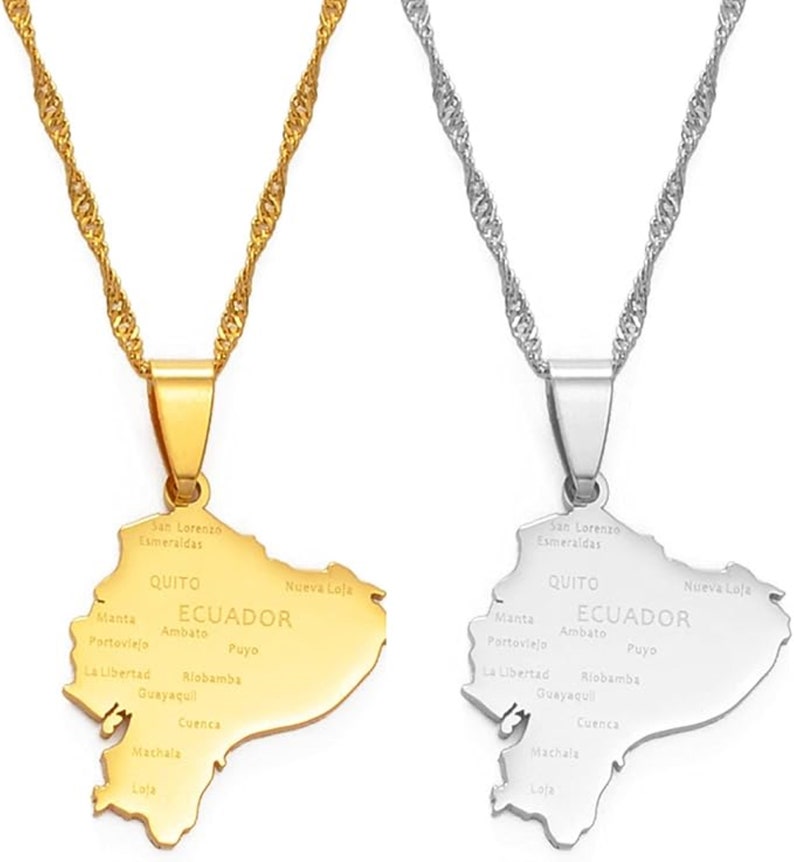 Ecuador Map Necklace Map of Ecuador 18K Gold Plated - Etsy