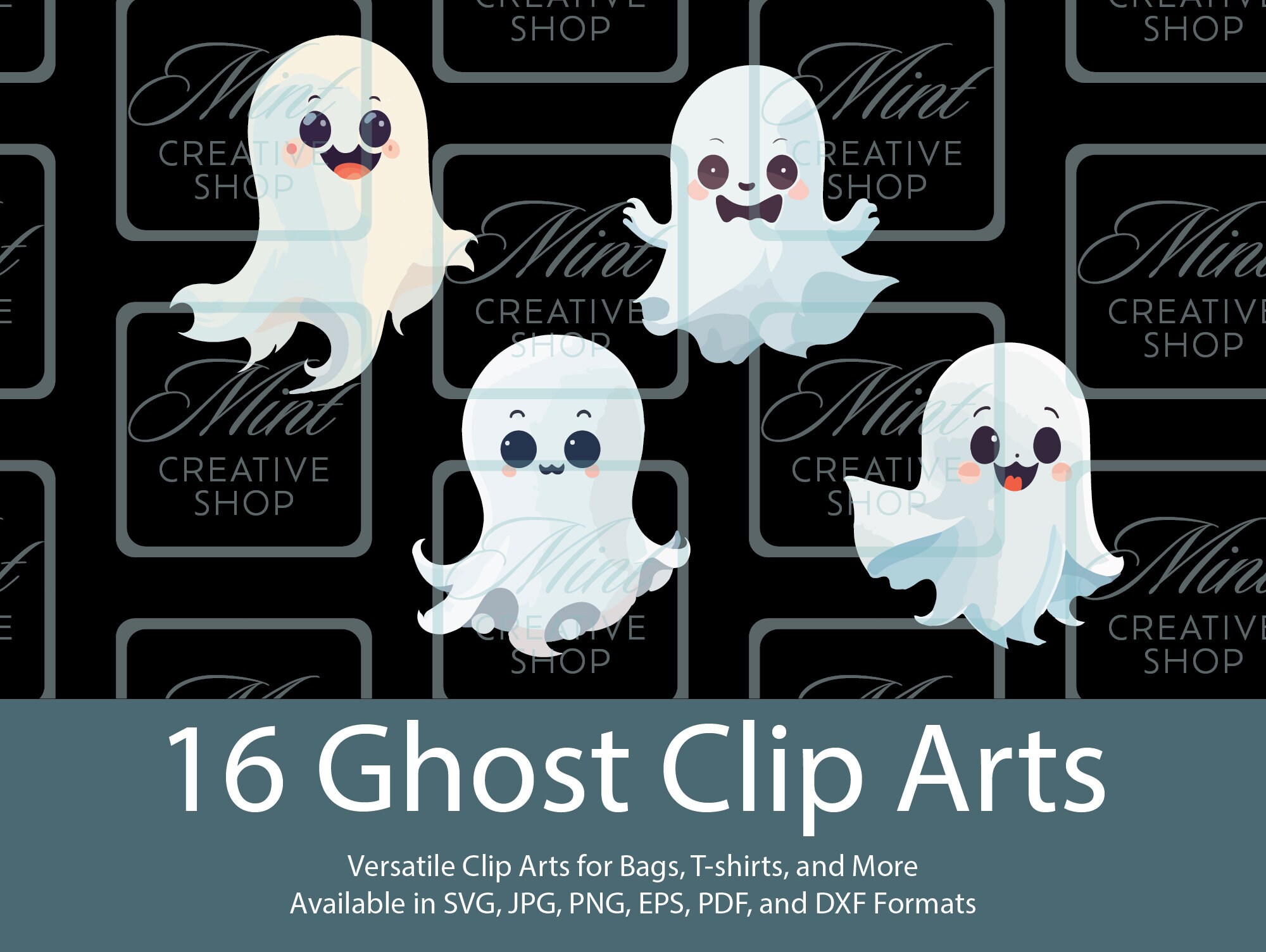 16 Ghost Clip Art Bundle Instant Download for DIY Spirit-inspired ...