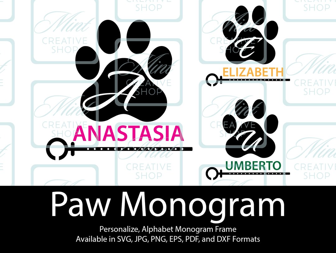 Monogram SVG, Paw Alphabet, Fancy Monogram, School Monogram, Digital ...