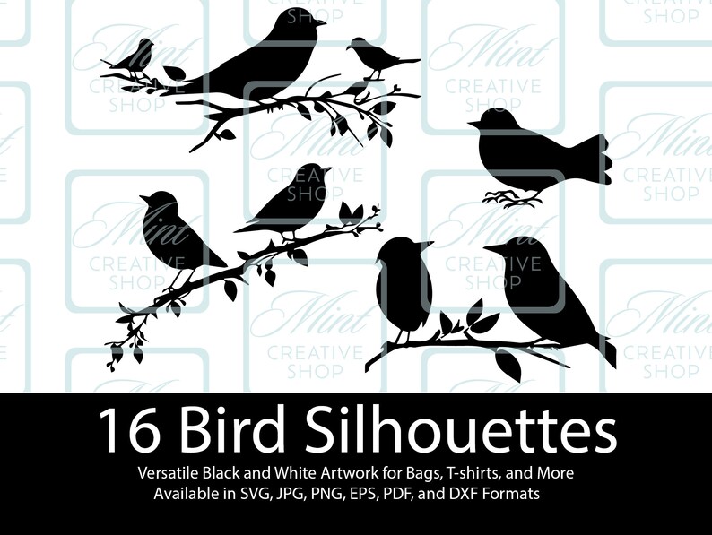16 Bird SVG, Digital Download, Bird on Branch Svg, Bird Cricut, Bird ...