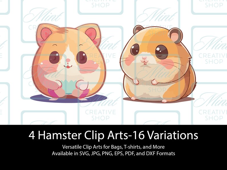 4 Hamster Clip Art, Cute Hamster Clipart Vector Graphics, Digital Clip ...