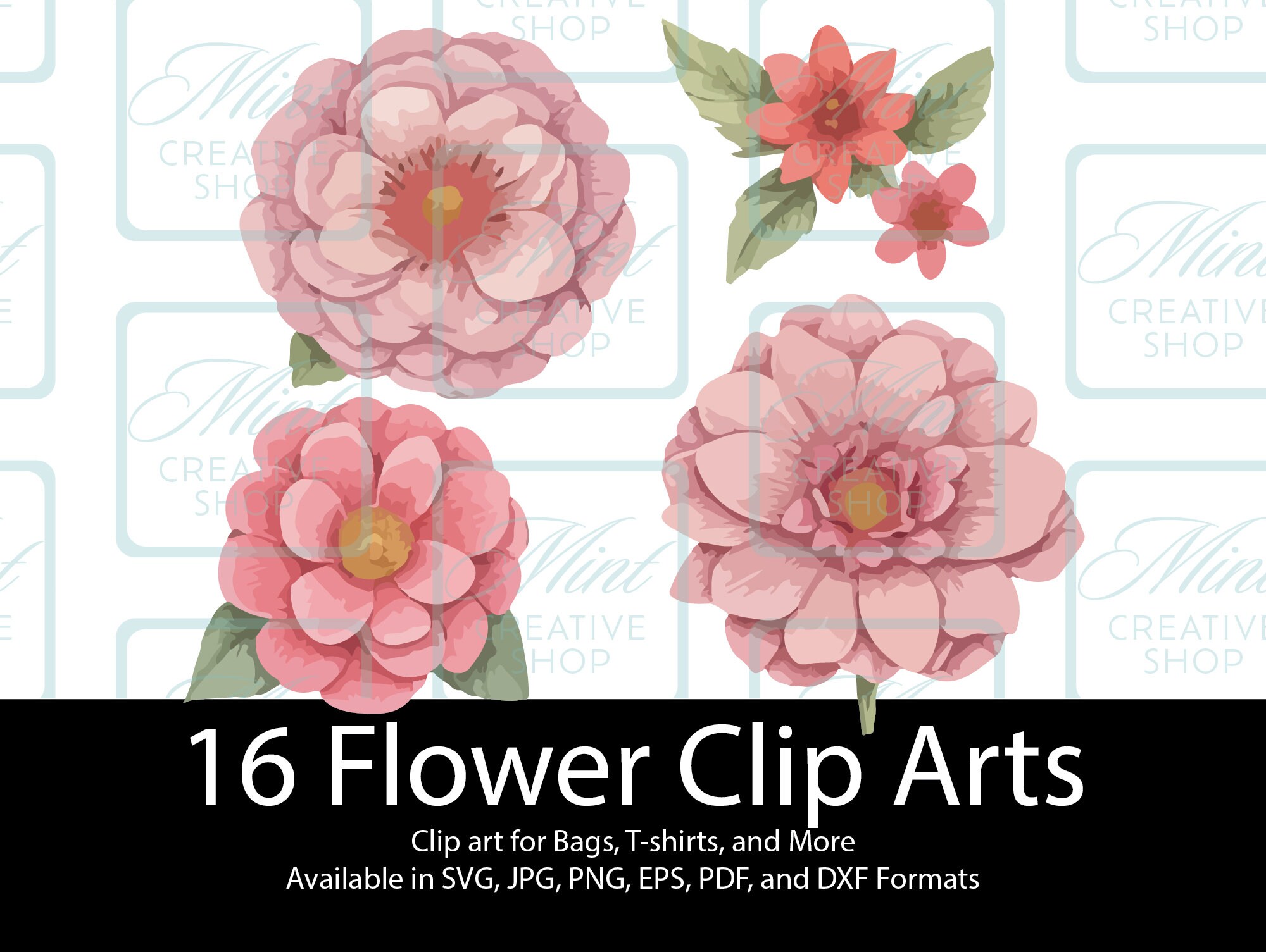 16 Flower Clip Art Bundle Flower Svg Botanical Clip Art - Etsy