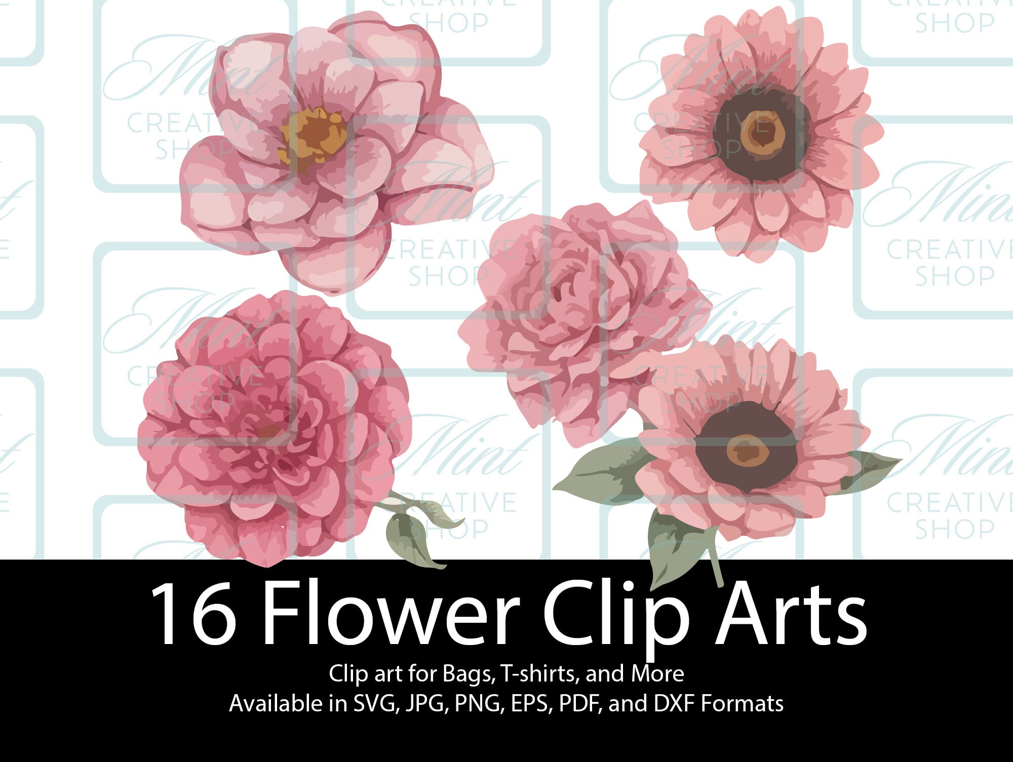 16 Flower Clip Art Bundle Flower Svg Botanical Clip Art - Etsy