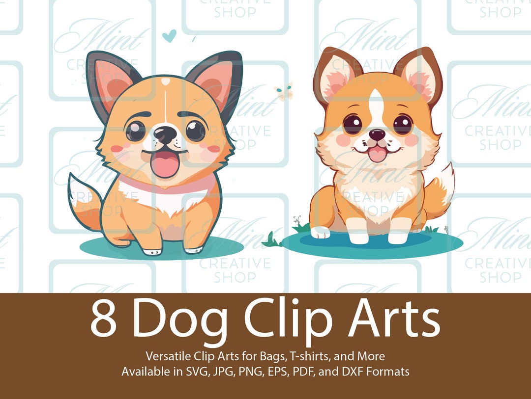 8 Dog Clip Art, Dogs Clipart Vector Graphics, Cute Puppy Digital Clip ...