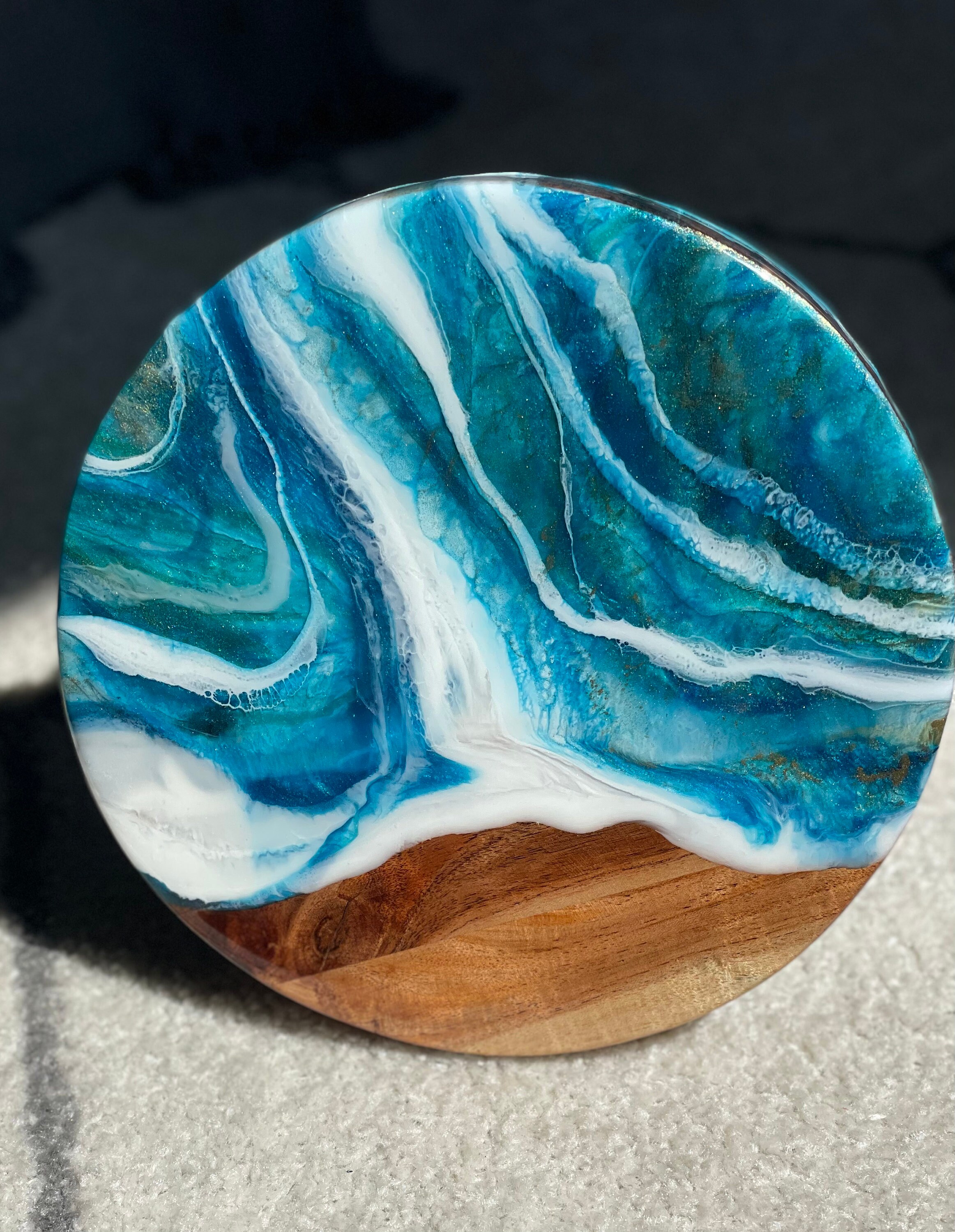 Blue and Gold Marble Resin Accent Piece - Etsy
