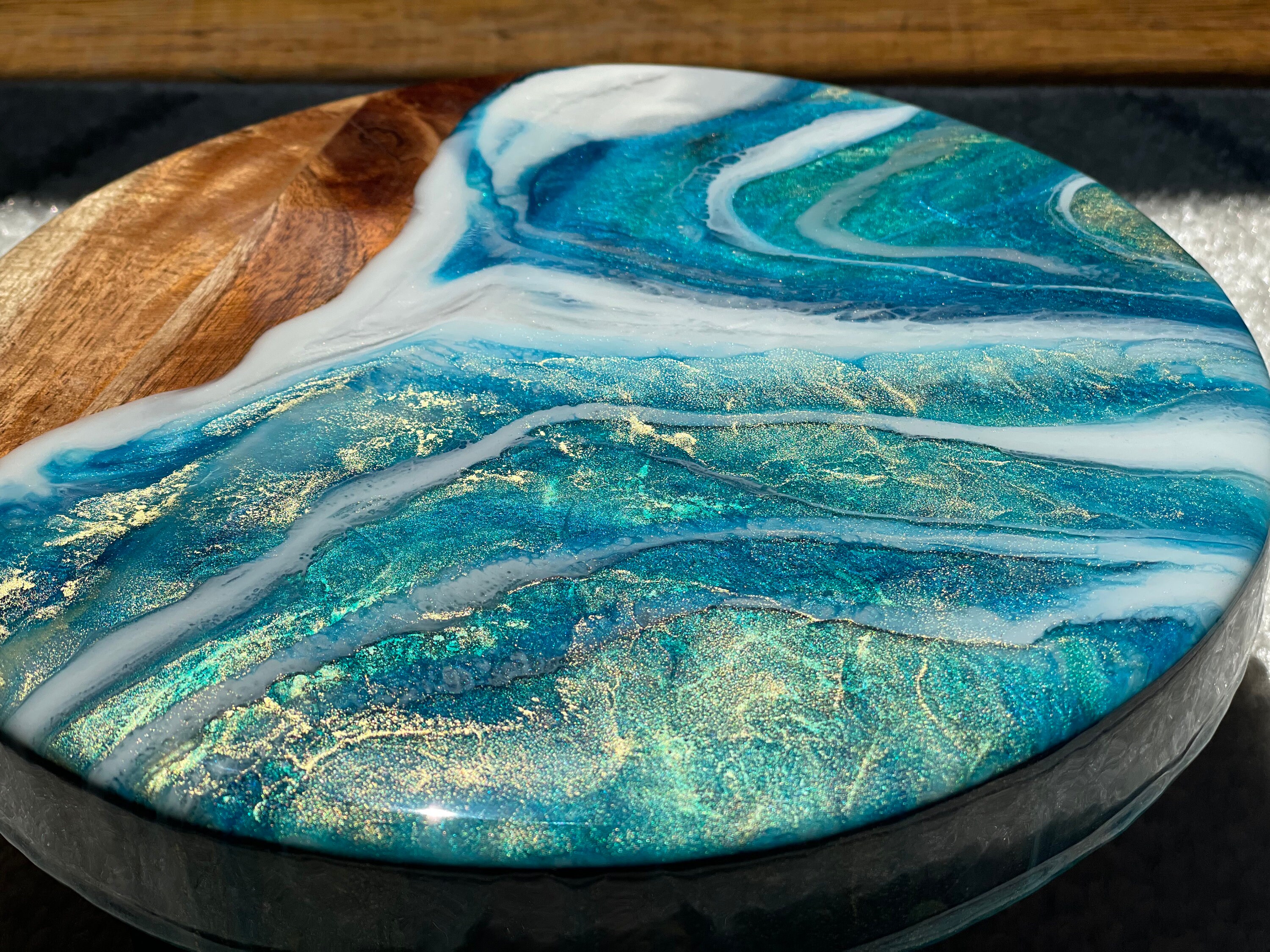 Blue and Gold Marble Resin Accent Piece - Etsy