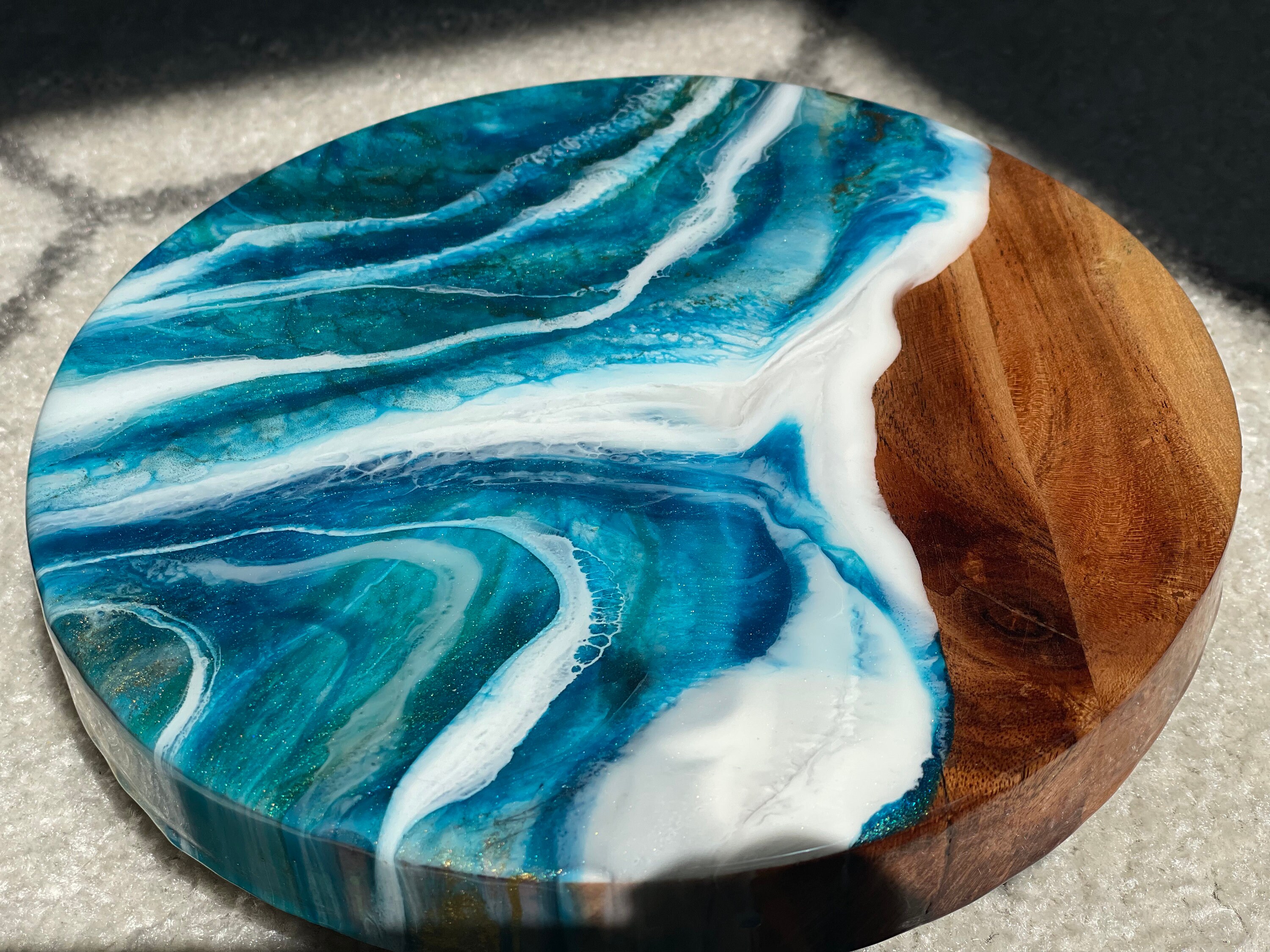 Blue and Gold Marble Resin Accent Piece - Etsy