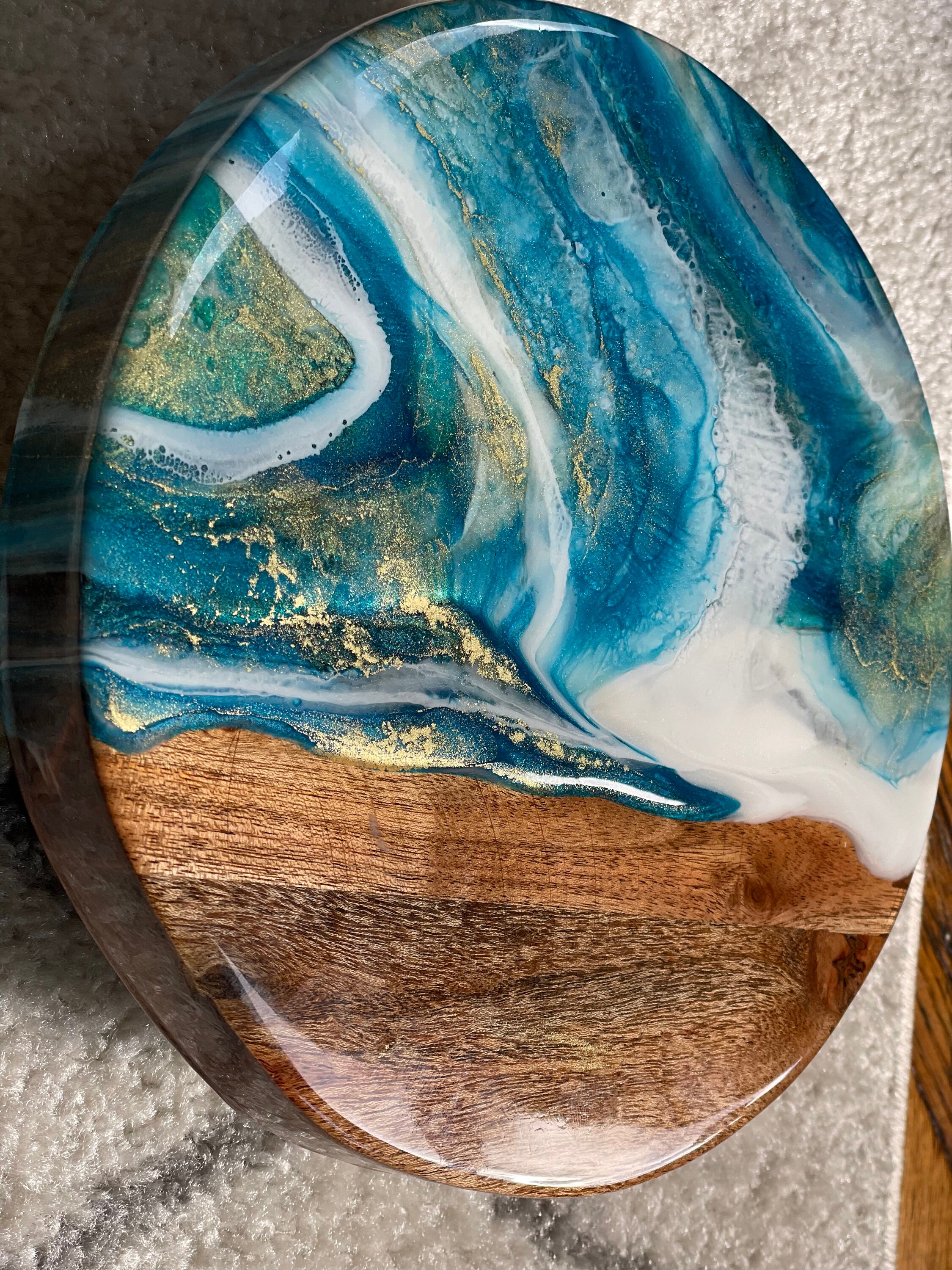 Blue and Gold Marble Resin Accent Piece - Etsy