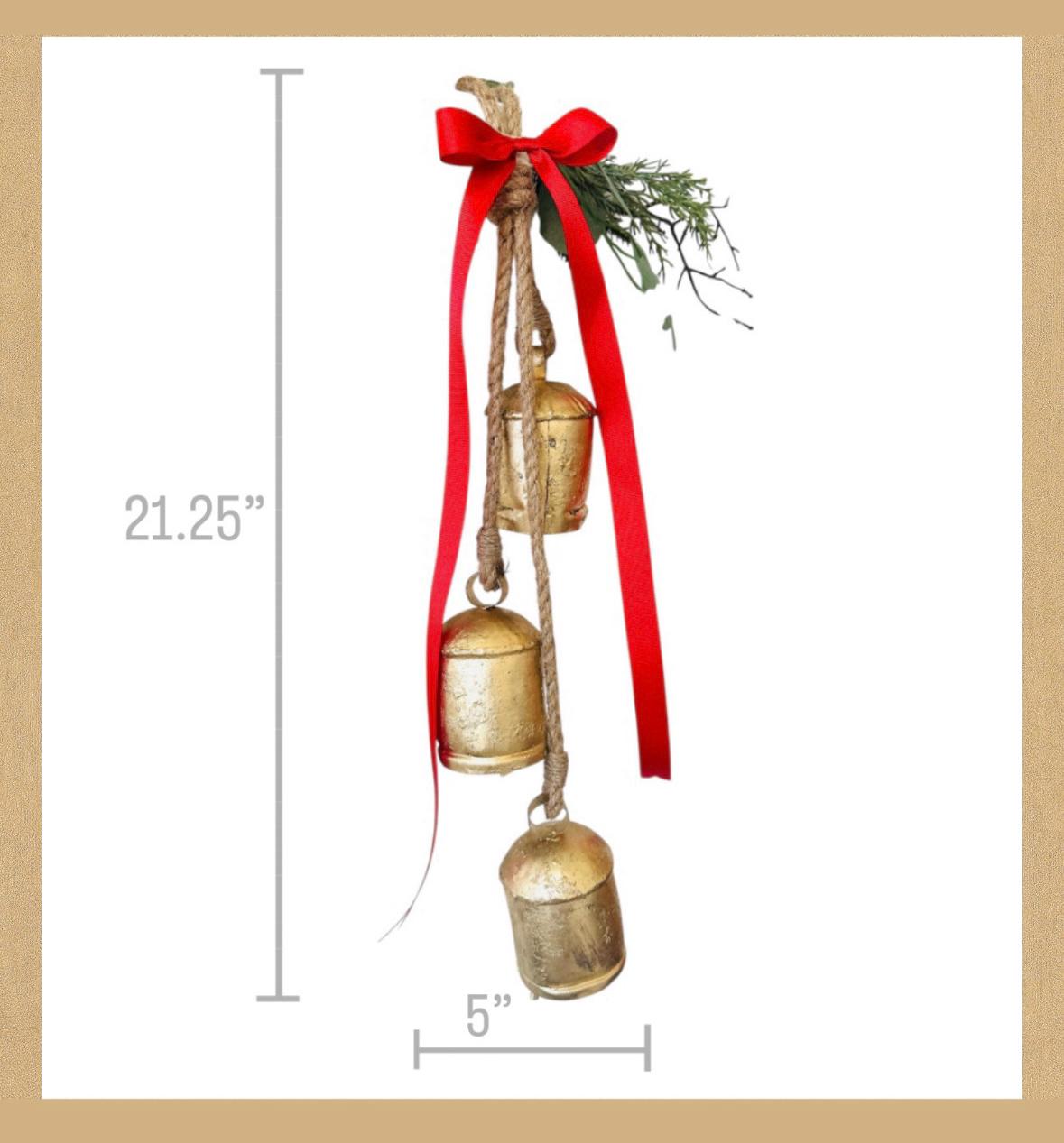 Rustic Gold Jingle Bell Hanging Decor | Vintage Christmas Ornament - Etsy