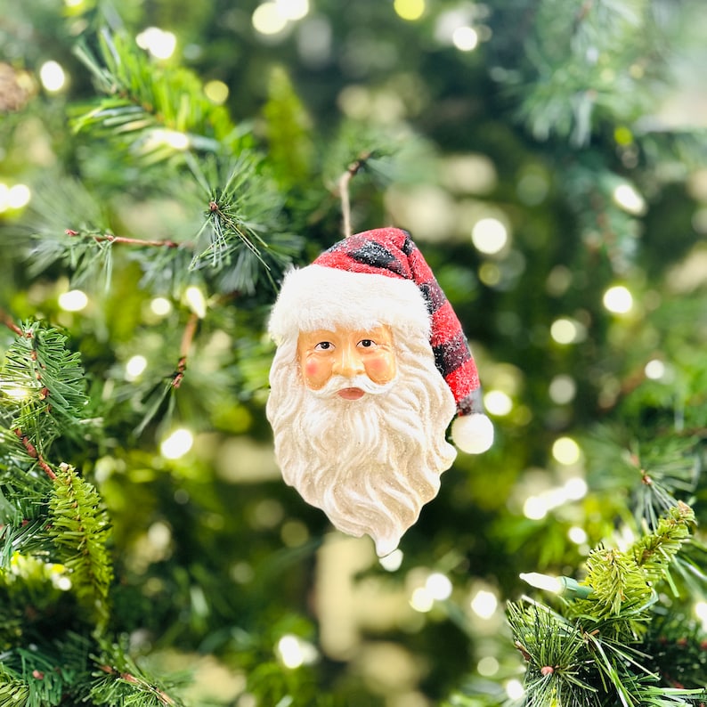 Santa Face Ornaments Resin Figures Santa Head Ornament Antique Santa ...