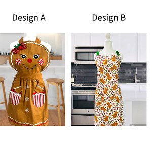 Christmas Aprons With Pockets Chef Apron for Women Gingerbread Fabric ...