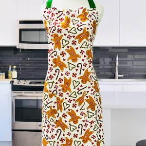 Christmas Aprons With Pockets Chef Apron for Women Gingerbread Fabric ...