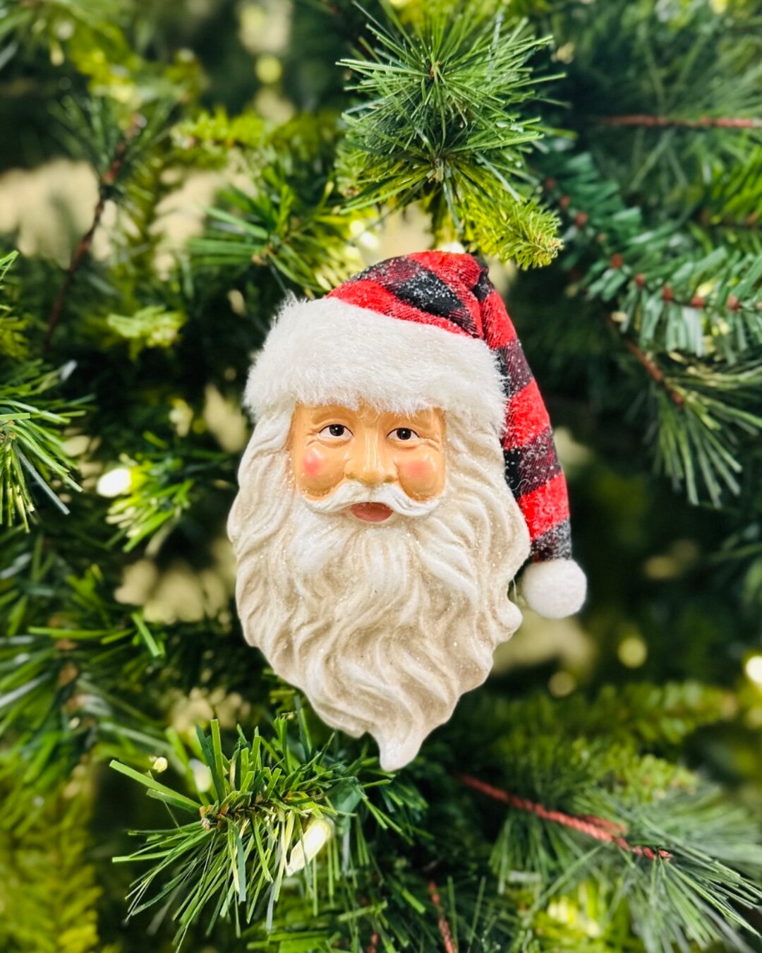 Santa Face Ornaments Resin Figures Santa Head Ornament Antique Santa ...