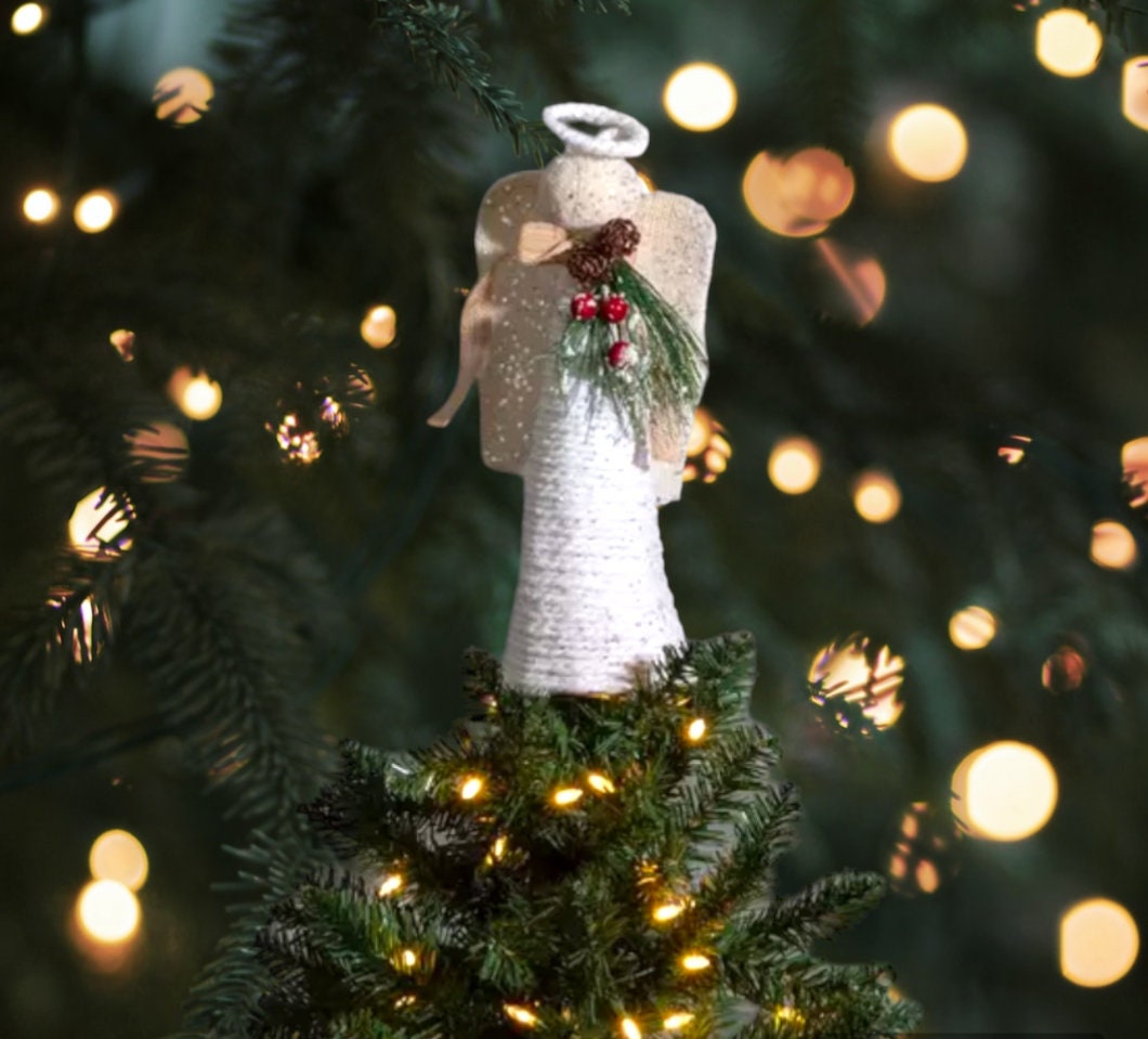 Jute Angel Tree Topper Ornaments Christmas Tree Angel Decorations ...