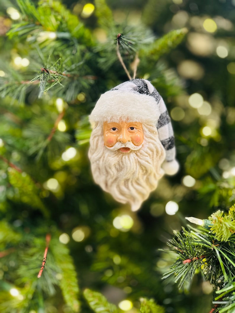 Santa Face Ornaments Resin Figures Santa Head Ornament Antique Santa ...