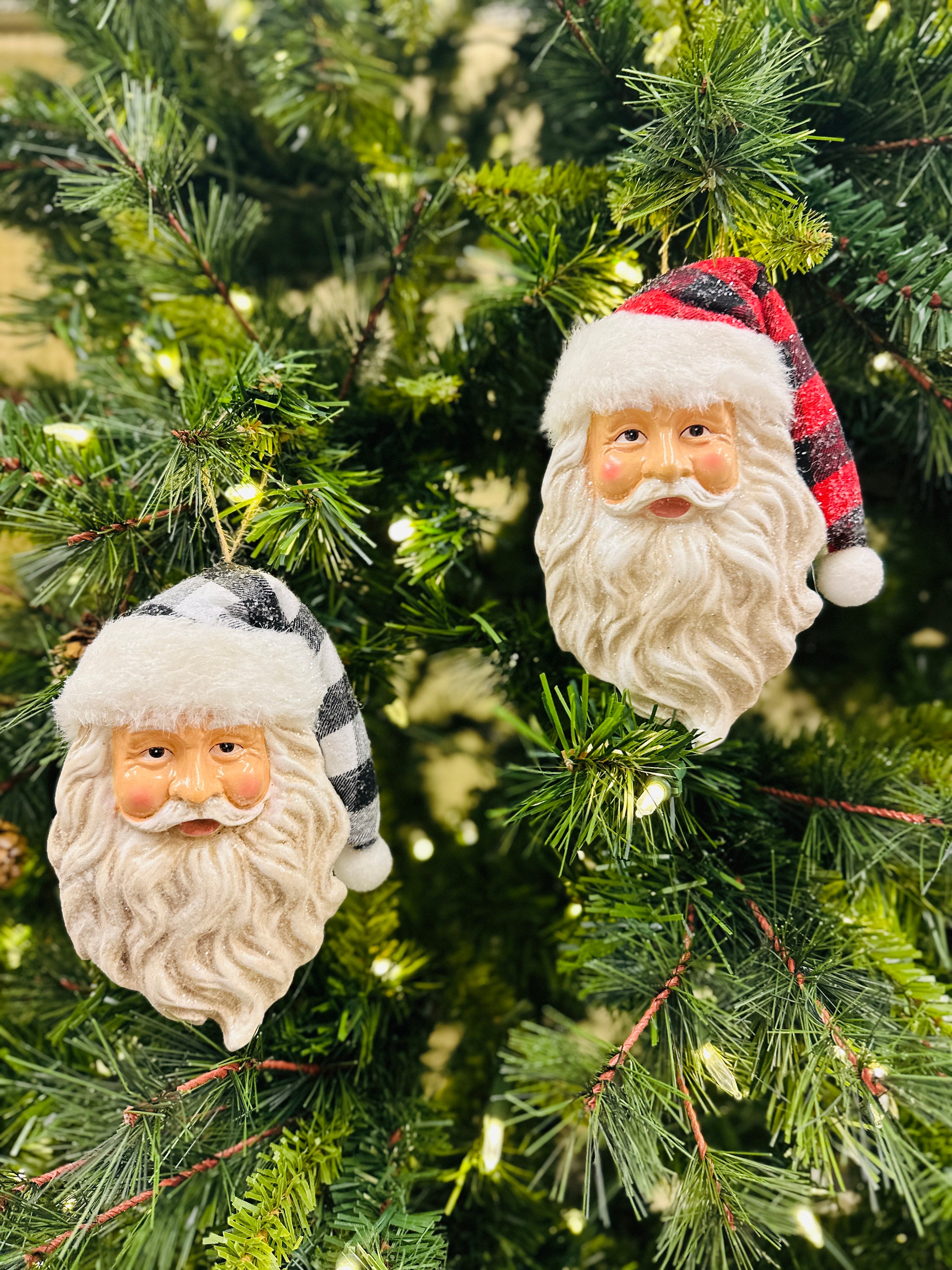 Santa Face Ornaments Resin Figures Santa Head Ornament Antique Santa ...