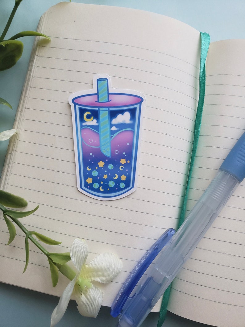 Galaxy Bubble Tea Vinyl Sticker Water Resistant Kawaii - Etsy