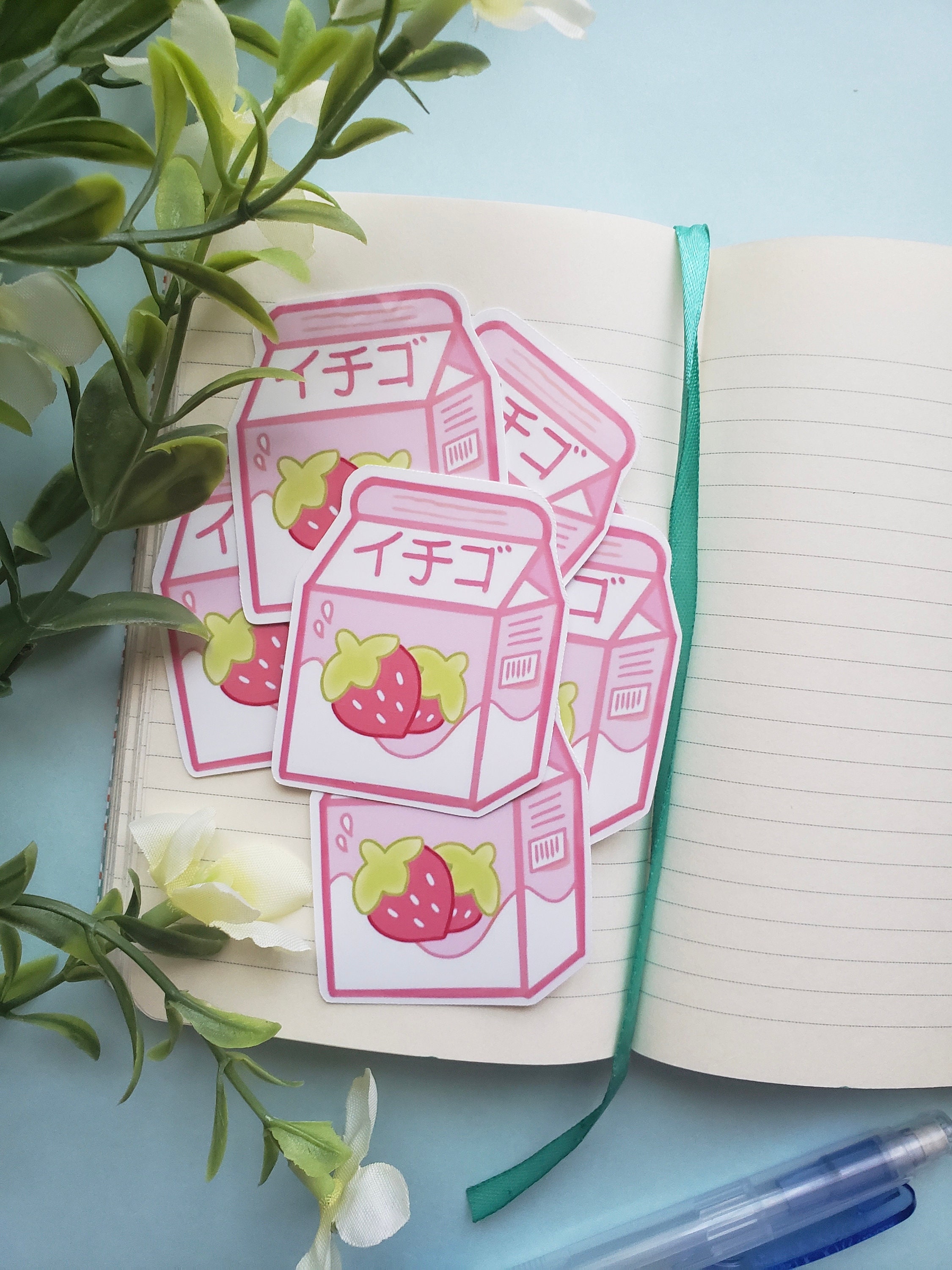 Pastel Strawberry Milk Vinyl Sticker Water Resistant Kawaii - Etsy