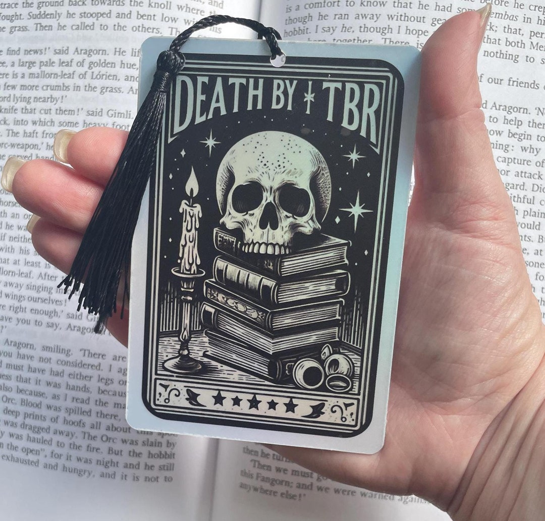 Death by TBR Tarot Card Bookmark, Holographic Bookmark, Gothic Bookmark ...