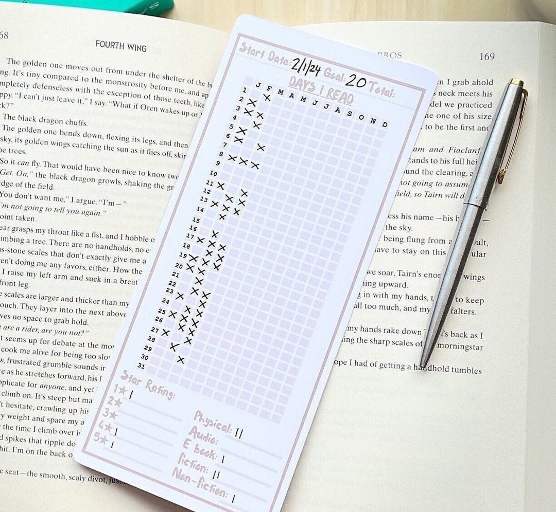 Reading Habit Tracker Bookmark, Book Bullet Journal Track Progress ...
