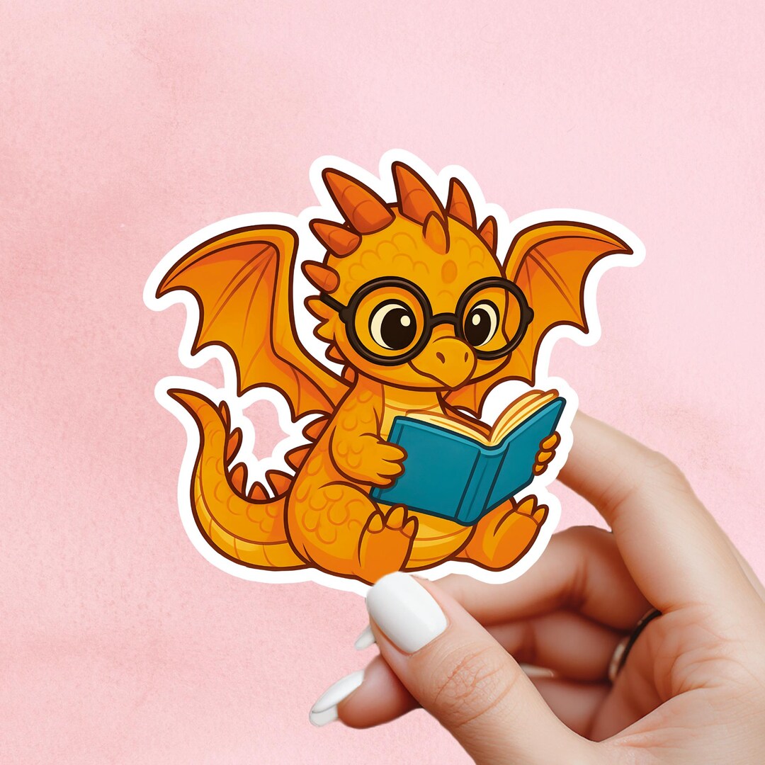 Dragon Book Sticker, Cute Vinyl Sticker, Fantasy Bookish Merch, Book ...