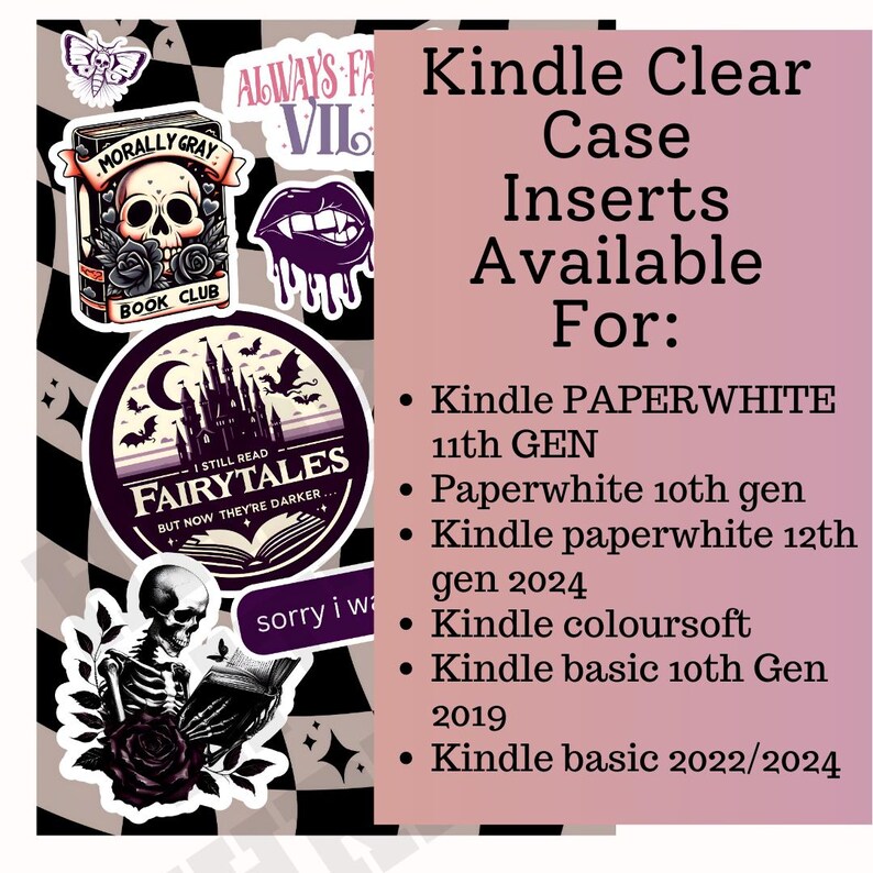 Dark Romance Kindle Insert for Clear Case, Kindle Insert, Dark Romance ...