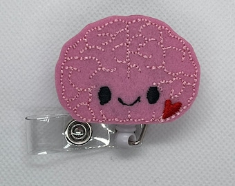 Brain Badge Reel Brain Feltie Badge Reel Cute Badge Clip Retractable ID ...