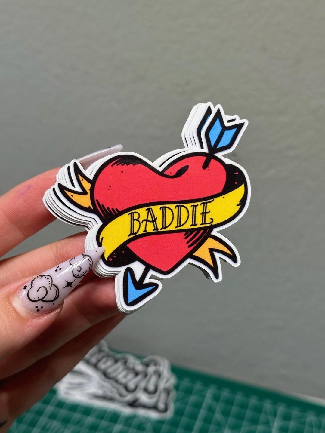 BADDIE Heart Tattoo Sticker | Trad Tattoo Sticker | Girly Sticker ...