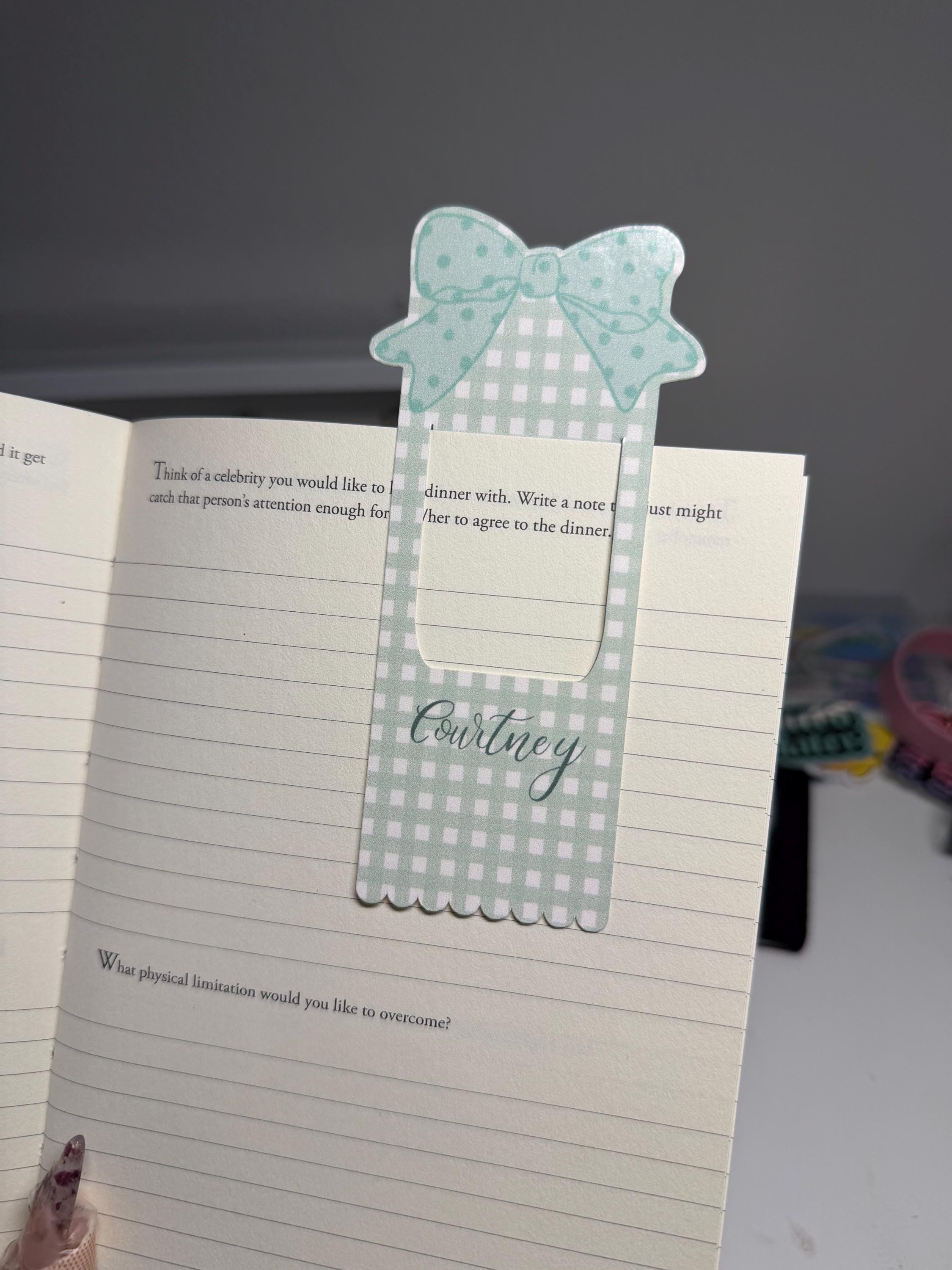Personalized Bow Bookmark With Custom Name | Laminated Folding Page ...